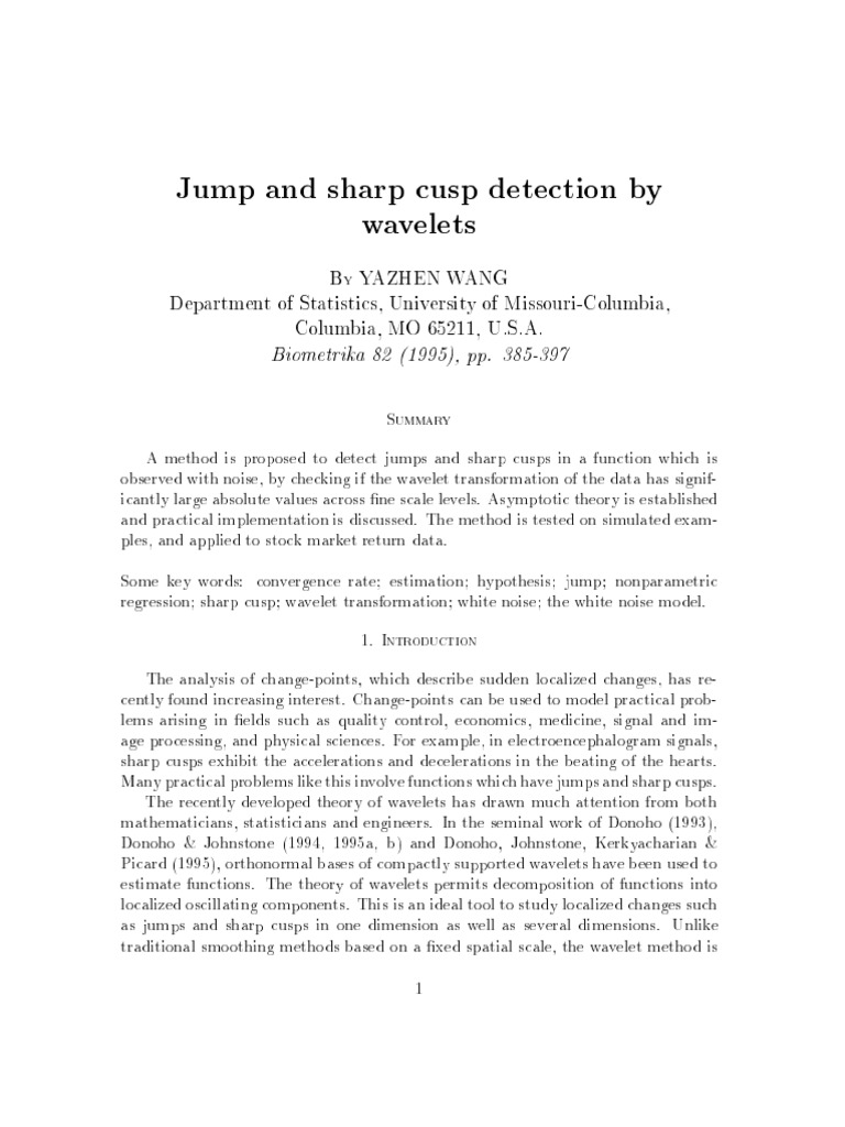Jump and Sharp Cusp Detection by Wavelets | PDF | Wavelet ...