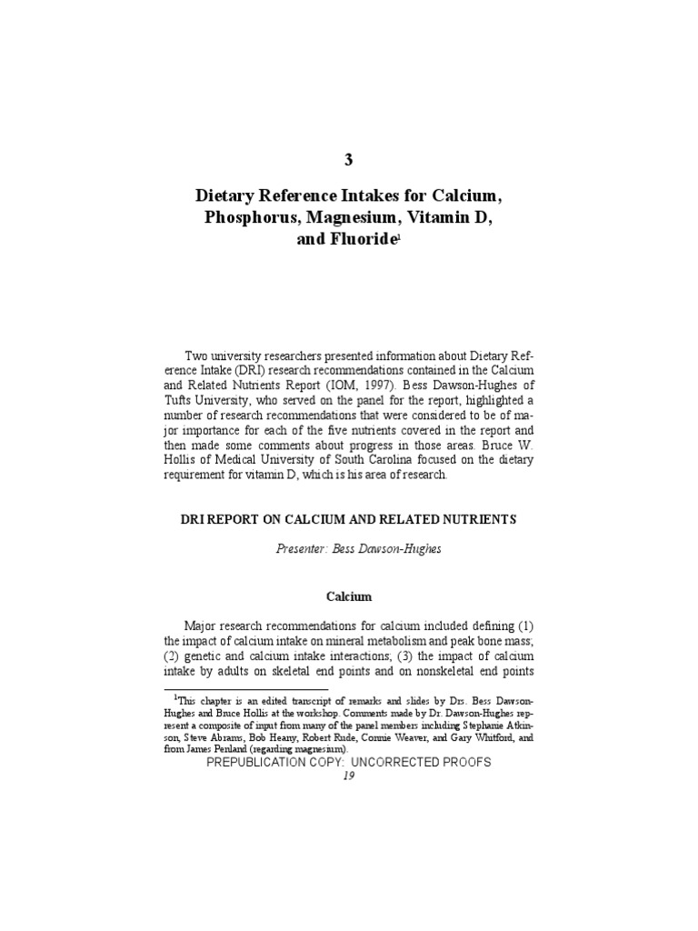 3 Dietary Reference Intakes For Calcium, Phosphorus, Magnesium, Vitamin ...