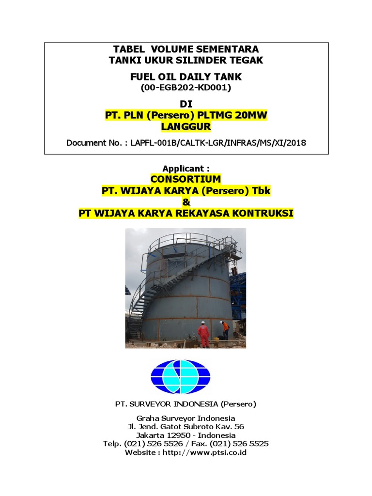Tabel Volume Tangki Solar 8000 Liter | PDF