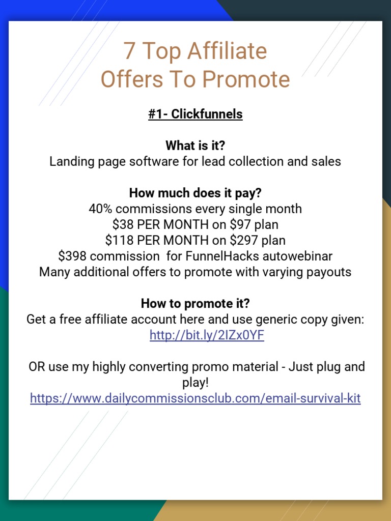 TOP 7 Affiliate Offers Cheat Sheet | PDF | Affiliate Marketing | Centralized Computing
