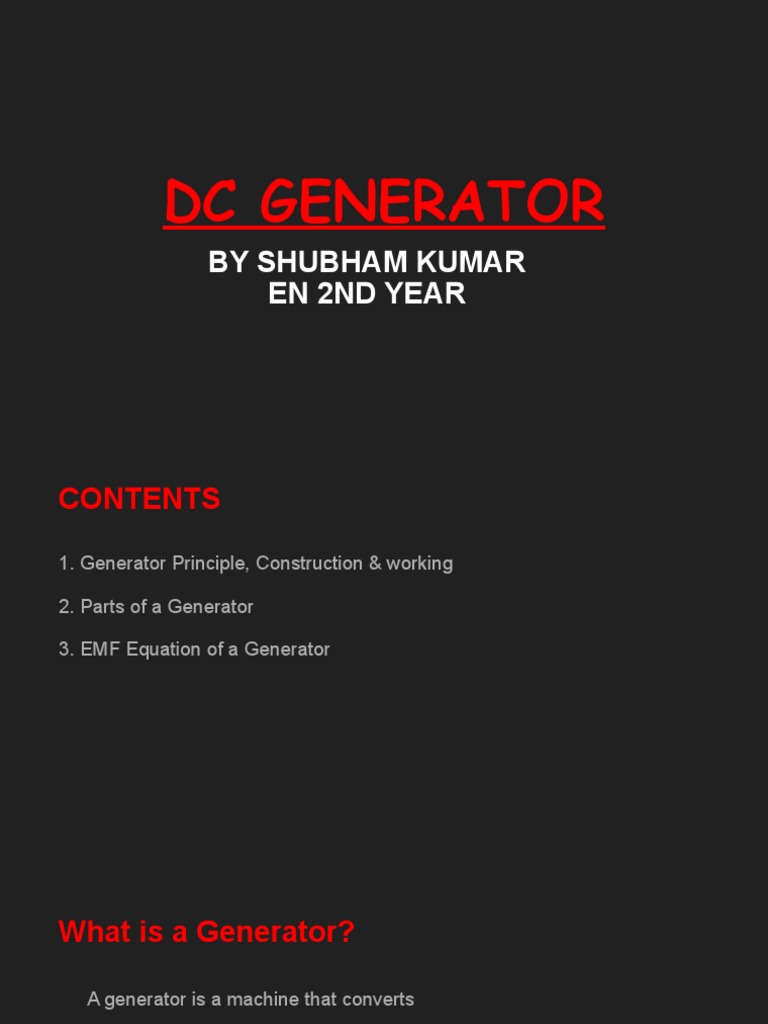 Presentation On DC Generator | PDF | Electromagnetic Induction ...