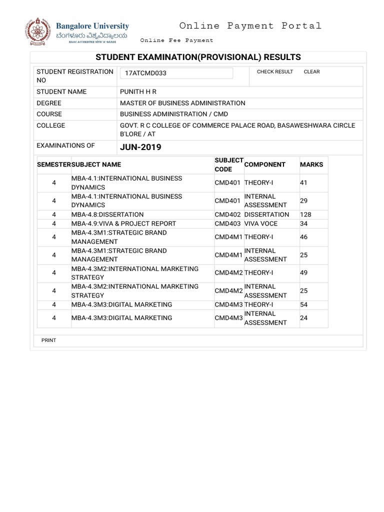 Online Payment Portal: Student Examination (Provisional) Results | PDF ...