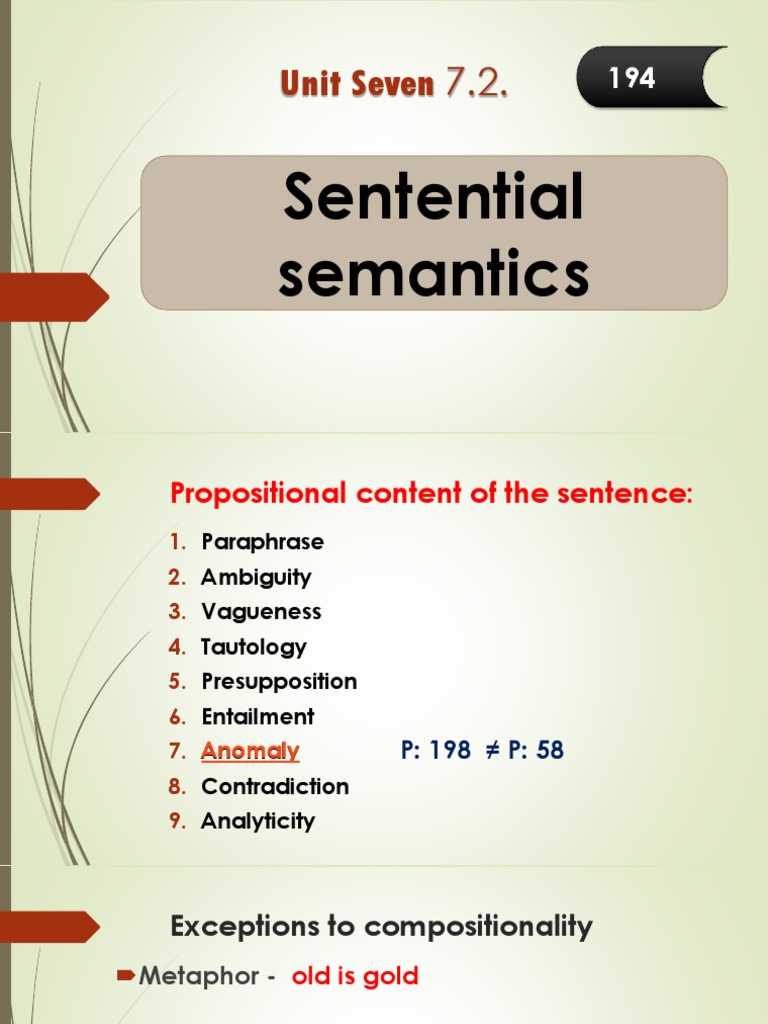 Sentential Semantics Guide | PDF | Ambiguity | Semantics