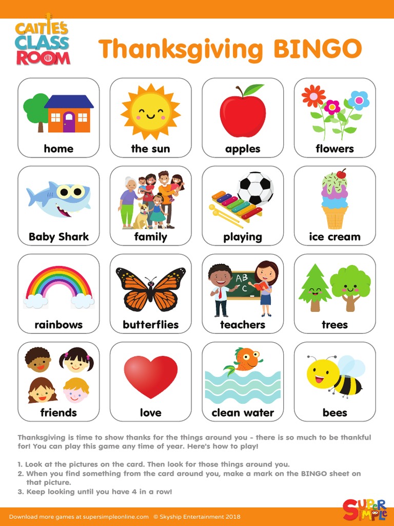 Caities Classroom Thanksgiving Bingo | PDF