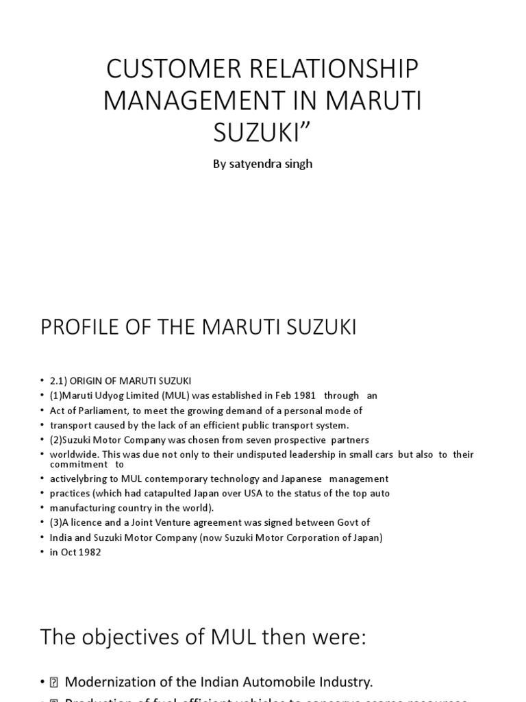 Understanding Customer Satisfaction and Perceptions of Maruti Suzuki in ...