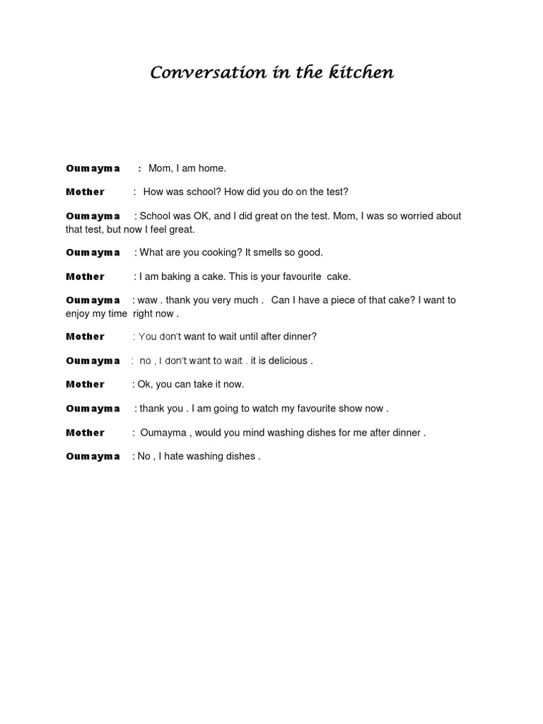 Conversation in The Kitchen: That Test, But Now I Feel Great | PDF