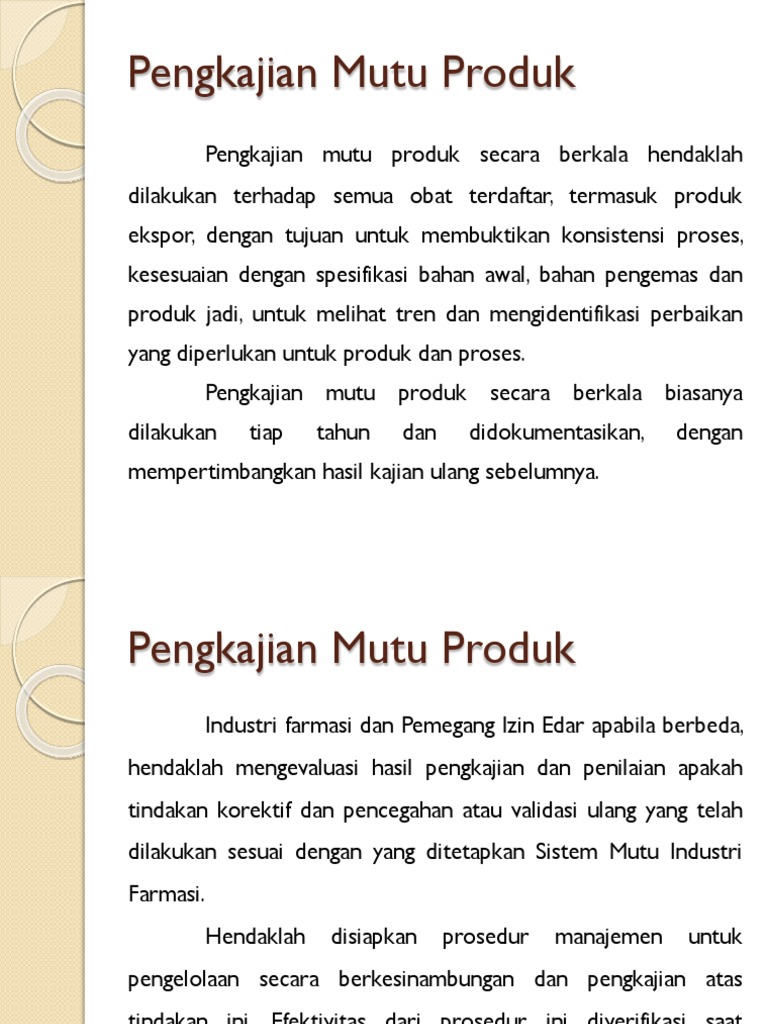 Pengkajian Mutu Produk | PDF
