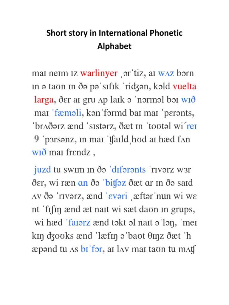 Short Story in International Phonetic Alphabet | PDF
