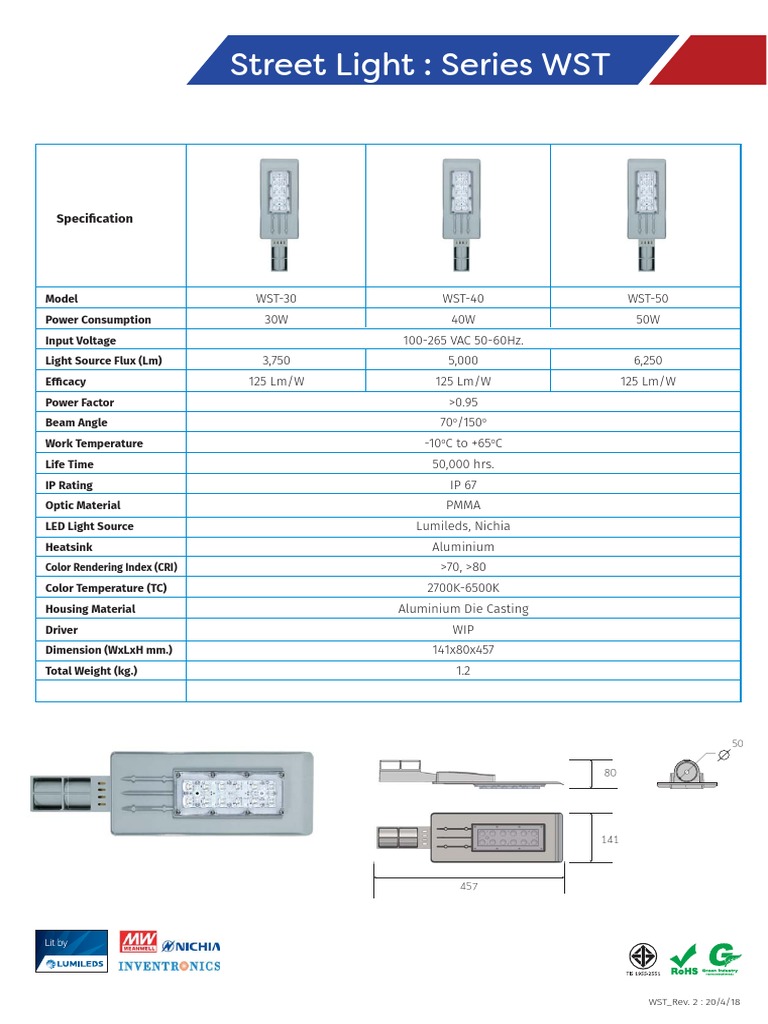 Street Light: Series WST: Specification | PDF