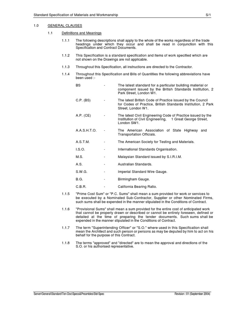 Construction Standard Specification | PDF | Specification (Technical ...