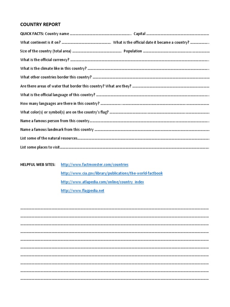 Country Report: QUICK FACTS: Country Name .. Capital | PDF