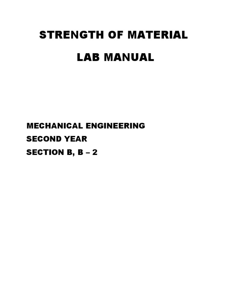 Strength of Material Lab Manual: Mechanical Engineering Second Year ...