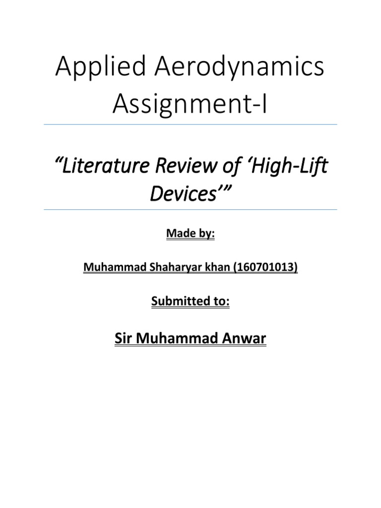 Applied Aerodynamics Assignment-I: "Literature Review of High-Lift ...