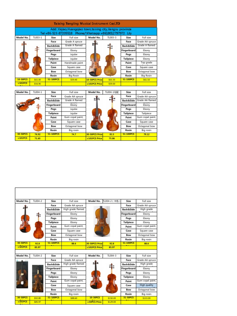 Full-Size Musical Instruments Pricing | PDF | Music Production ...
