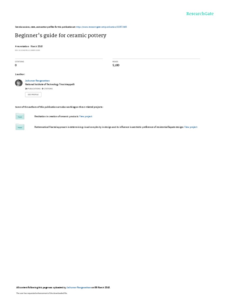 Beginner's Guide For Ceramic Pottery: March 2018 | PDF | Pottery | Nature