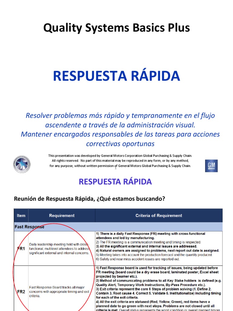 1 - Respuesta Rápida - GM 1927-36 - QSB Plus Esp | PDF | Gestión de ...