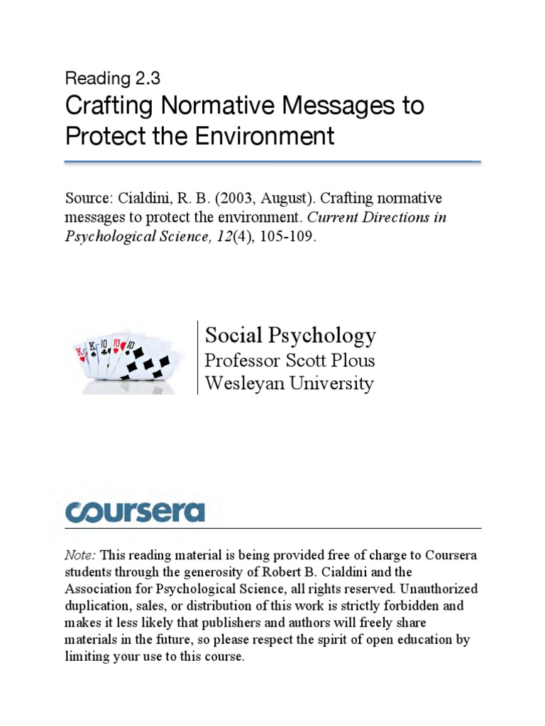 Crafting Normative Messages To Protect The Environment: Social ...
