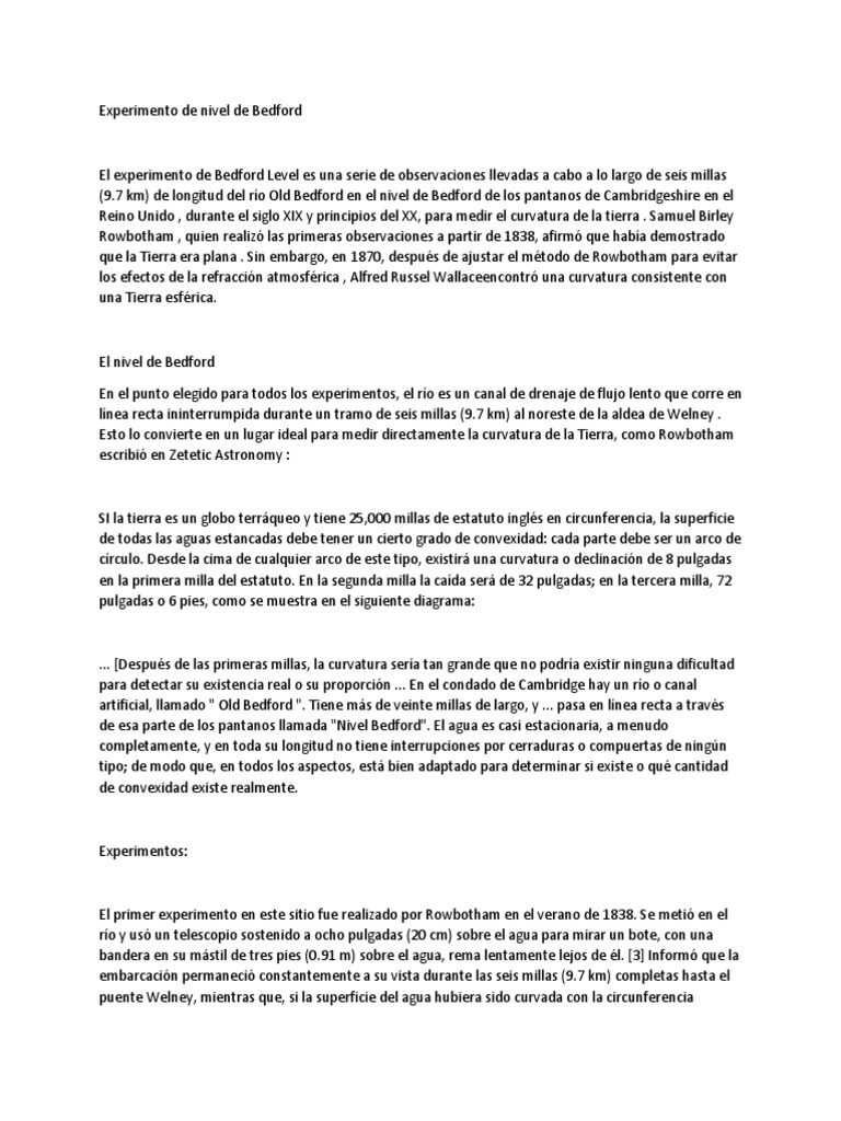 Curvatura de la Tierra: Experimento Bedford | PDF | Horizonte | Tierra