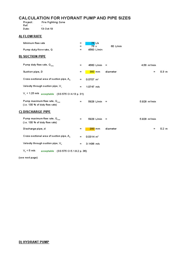 Hydrant Calc (Fire Fighting Zone) | PDF | Pipe (Fluid Conveyance ...