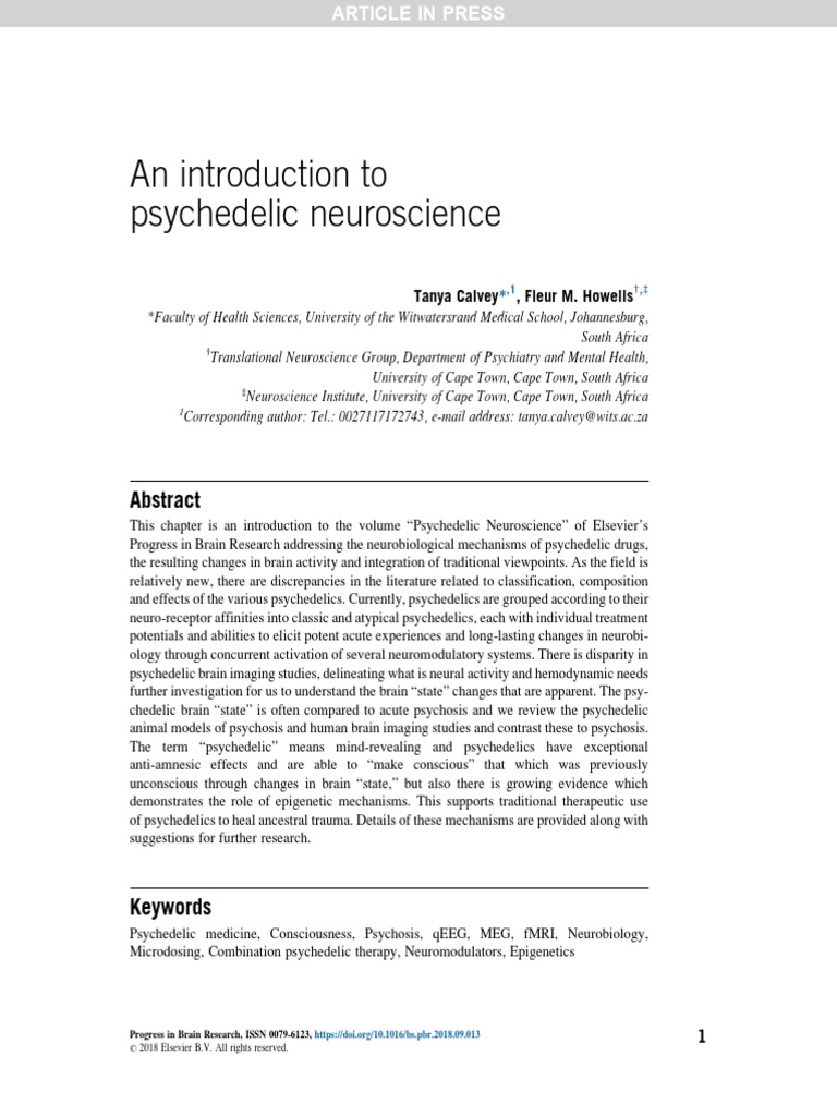 Introduction To Psychedelic Neuroscience. Review 2018 | PDF | Psychosis ...