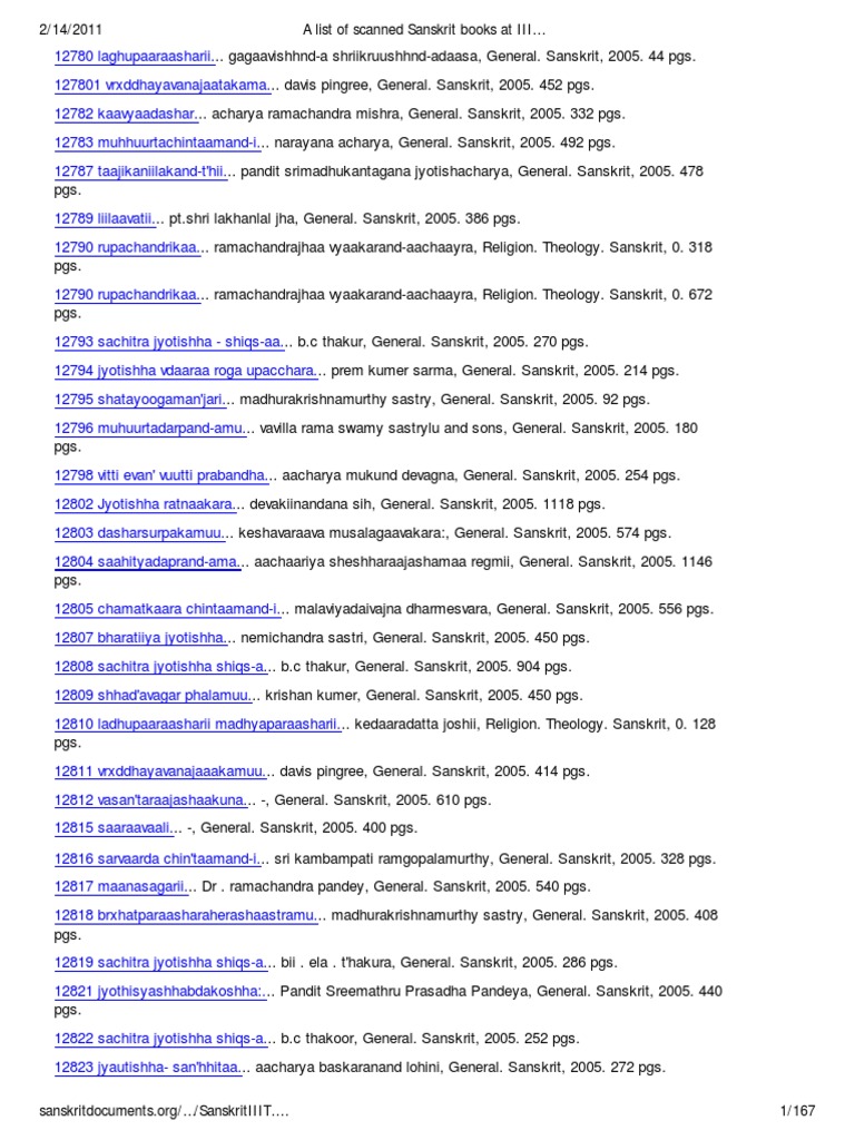 A List of Scanned Sanskrit Books at IIIT Hyderabad PDF | PDF | Vedas | Sanskrit