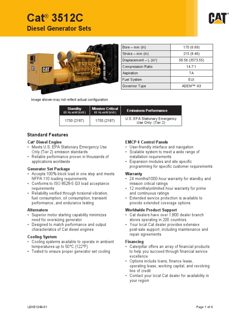 Cat 3512C: Diesel Generator Sets | PDF | Radiator | Machines