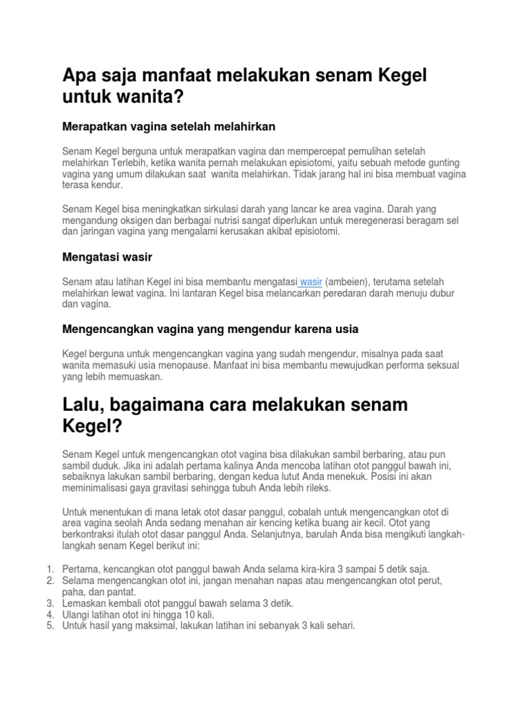 Senam Kencangkan Otot Vagina Telegraph