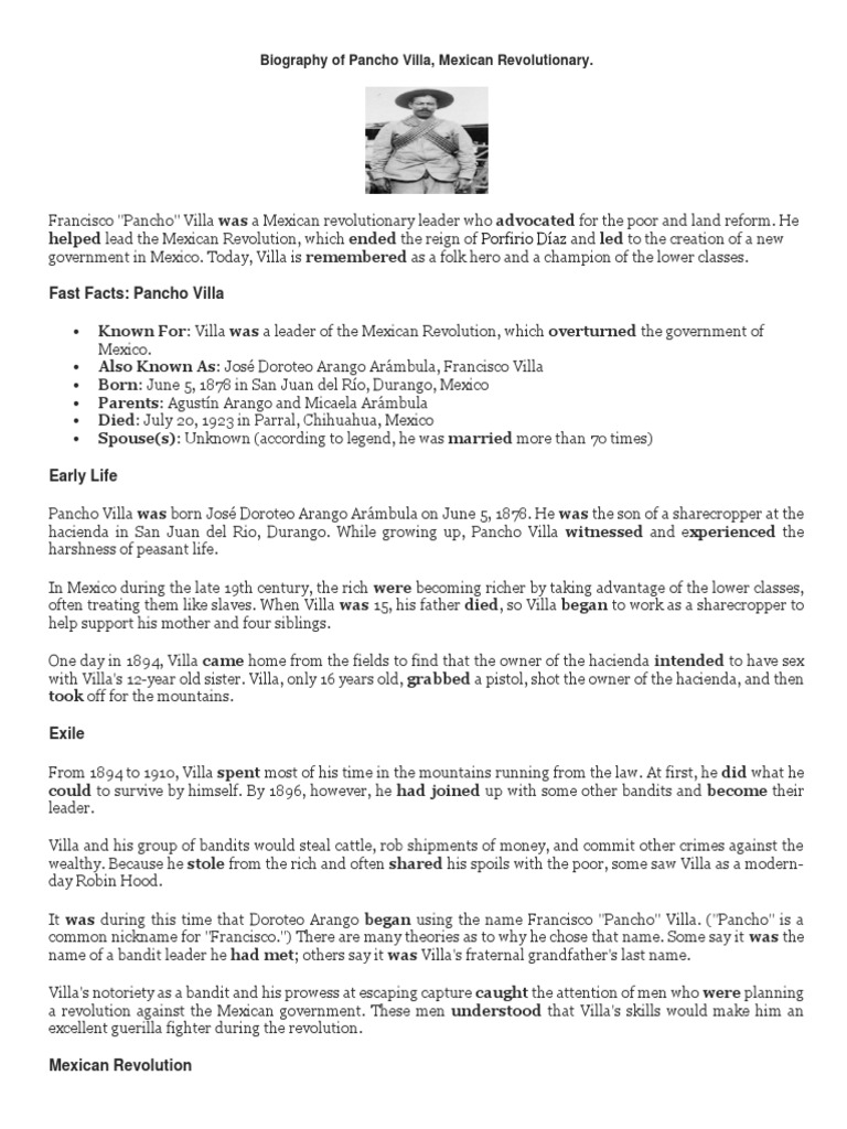 Biografia Pancho Villa | PDF | Mexican Revolution | Chihuahua (State)