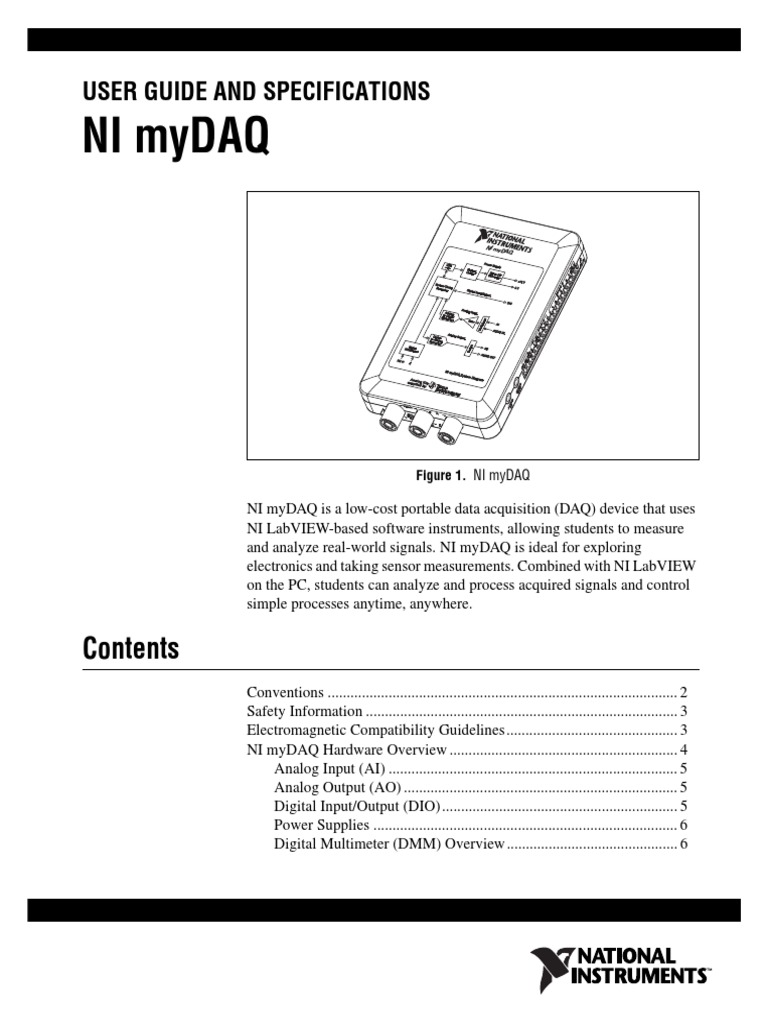 myDAQ User Guide and Specs PDF | PDF | Amplifier | Power Supply