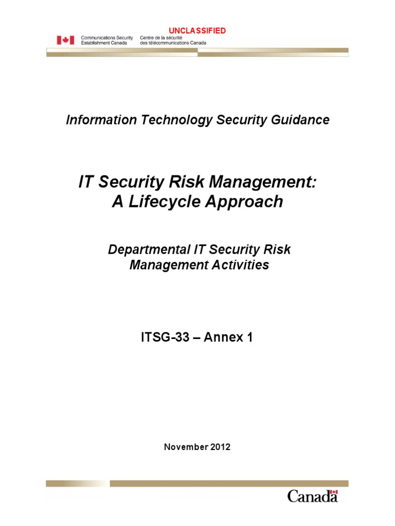 ITSG-33 Annex 1: Dept IT Security Guide | PDF | Information Security ...
