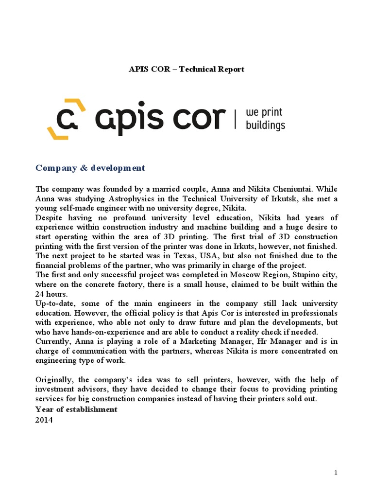 Apis Cor | PDF | Printer (Computing) | 3 D Printing