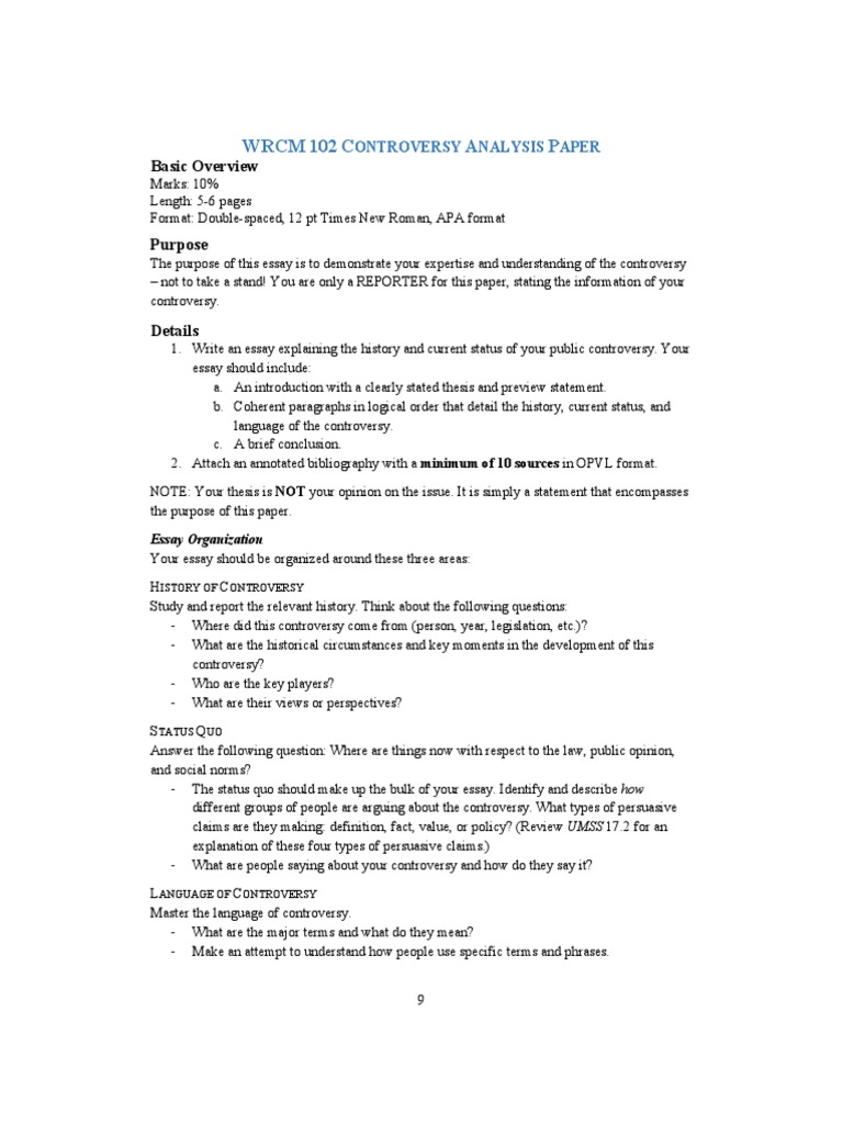 Controversy Analysis Paper-1 | PDF | Essays | Thesis