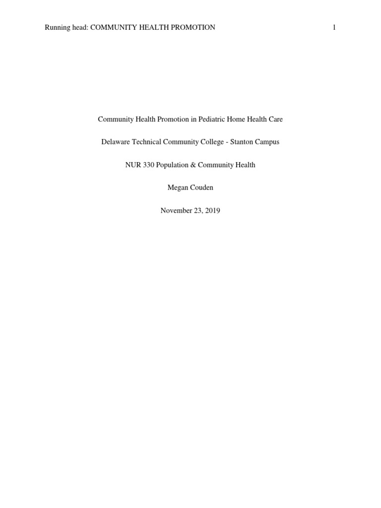Couden - Community Health Promotion Paper | PDF | Home Care | Health Care