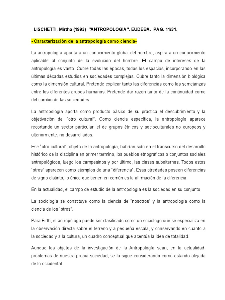 Lischetti, Mirtha, CAp 1 | PDF | Antropología | Colonialismo