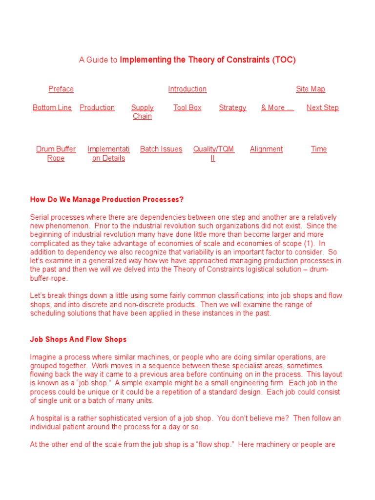 TOC Production | PDF | Operations Management | Lean Manufacturing