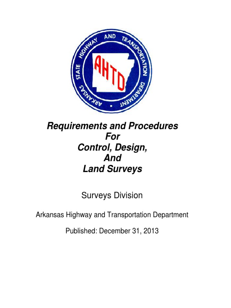 AHTD Control, Design, & Land Survey Guidelines | PDF | Surveying | Geodesy