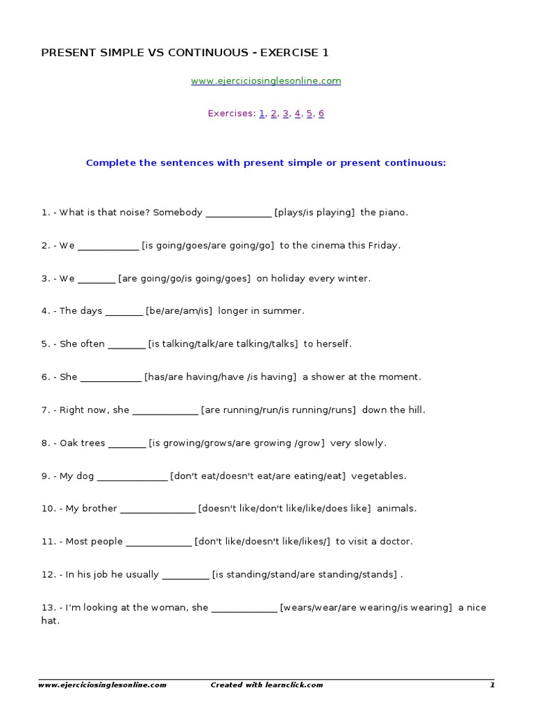 Presente Simple y Continous | PDF | Foreign Language Studies