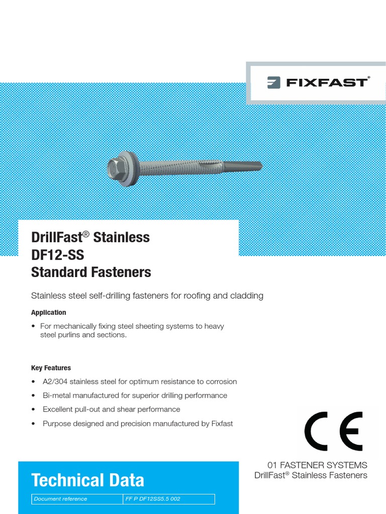 Technical Data: Drillfast Stainless Df12-Ss Standard Fasteners | PDF ...