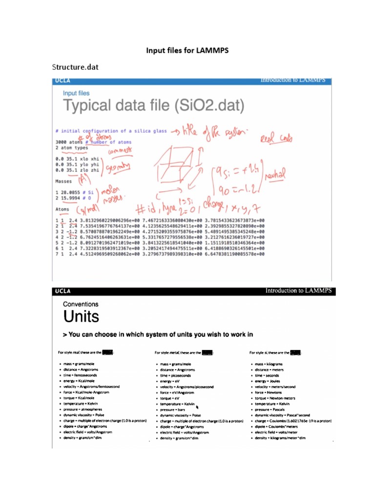 Structure - Dat: Input Files For LAMMPS | PDF
