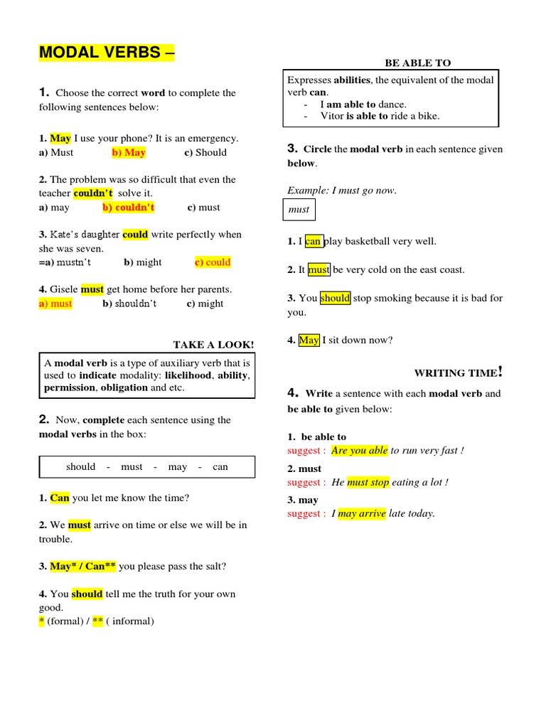 Modal Verbs Activity | PDF