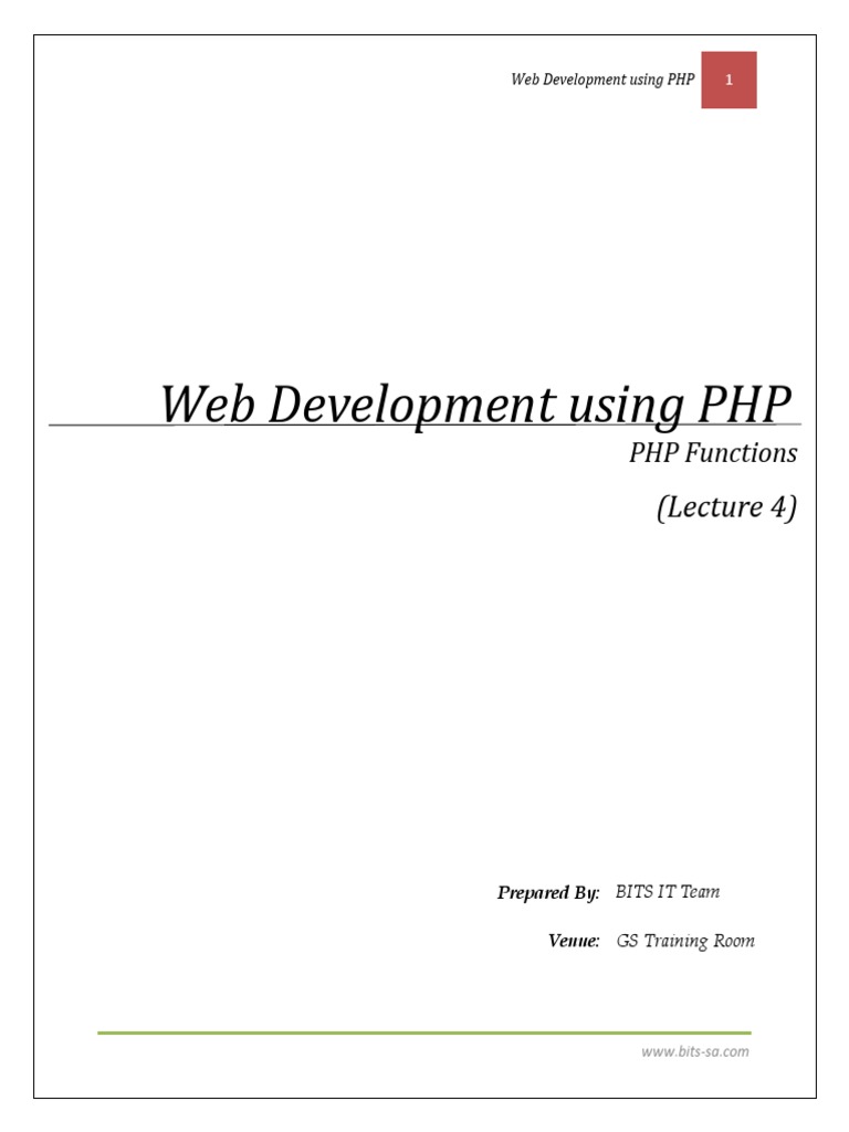 PHP Training - Lecture 4 | Download Free PDF | Php | Parameter (Computer Programming)