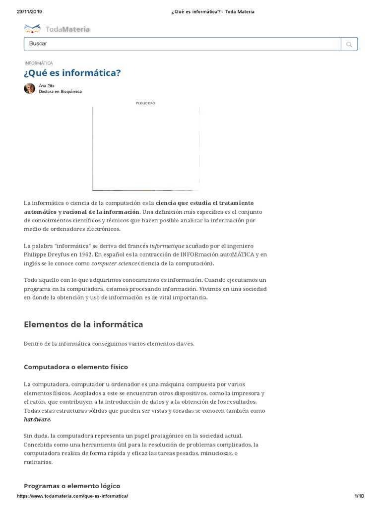 ¿Qué Es Informática - Toda Materia | PDF | Teoría de la computación ...