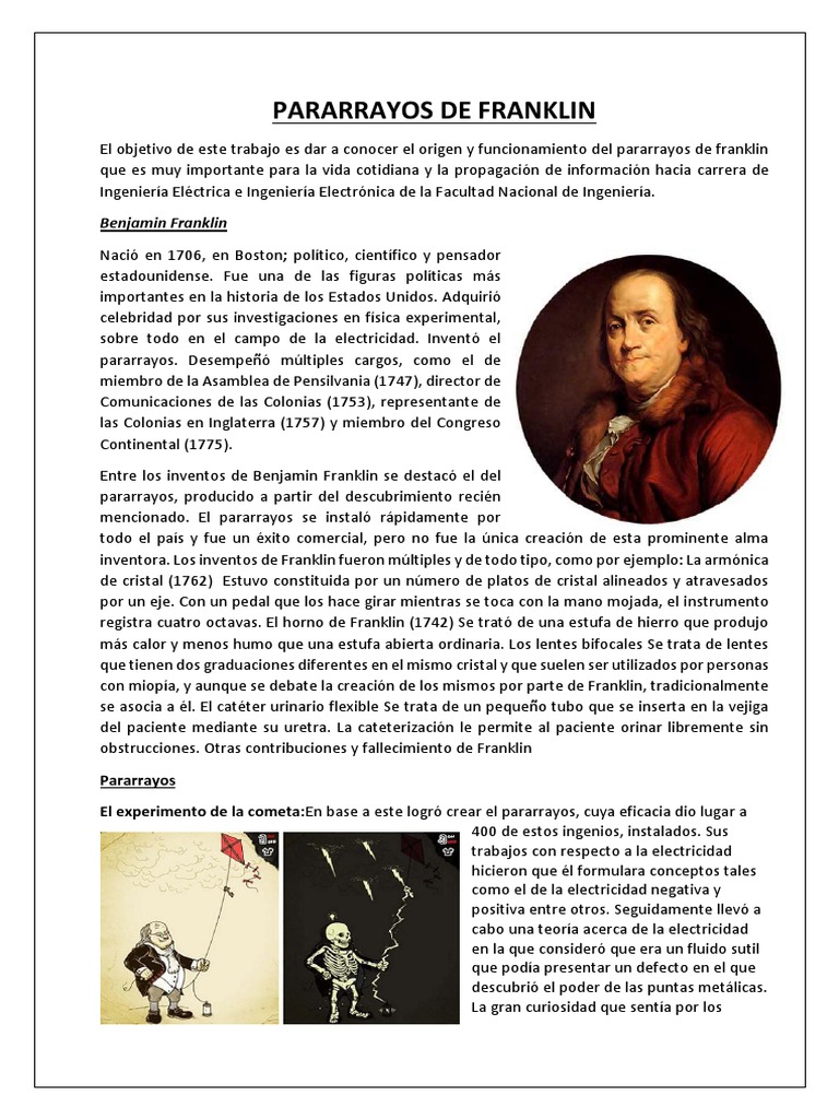 Pararrayos de Franklin | PDF | Electromagnetismo | Electricidad