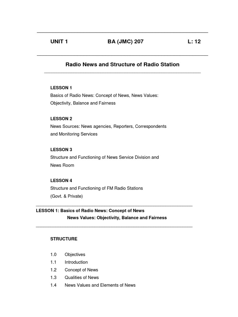 RJing Unit 1 SLM | PDF | News | Mass Media