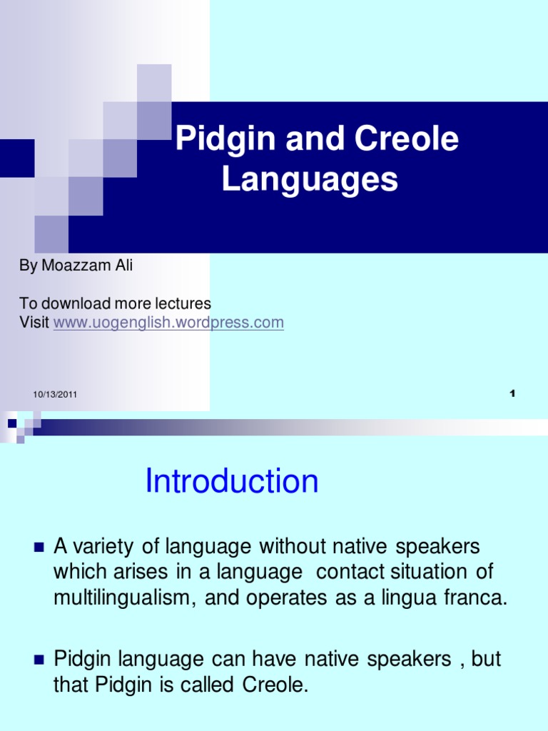 Pidgin and Creole PDF | PDF | English Language | Part Of Speech