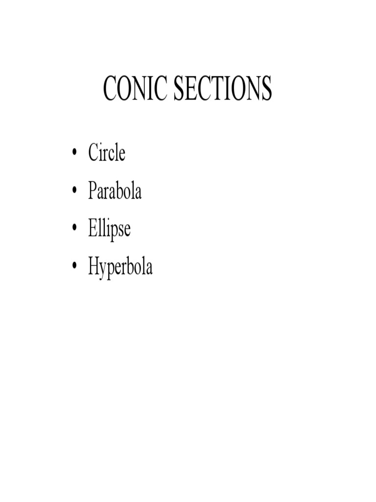 Conic Sections: - Circle - Parabola - Ellipse - Hyperbola | PDF