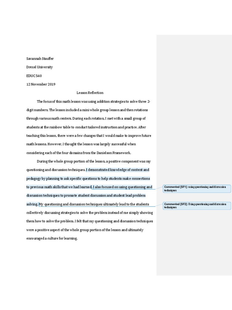 Math Reflection | PDF | Pedagogy | Teaching