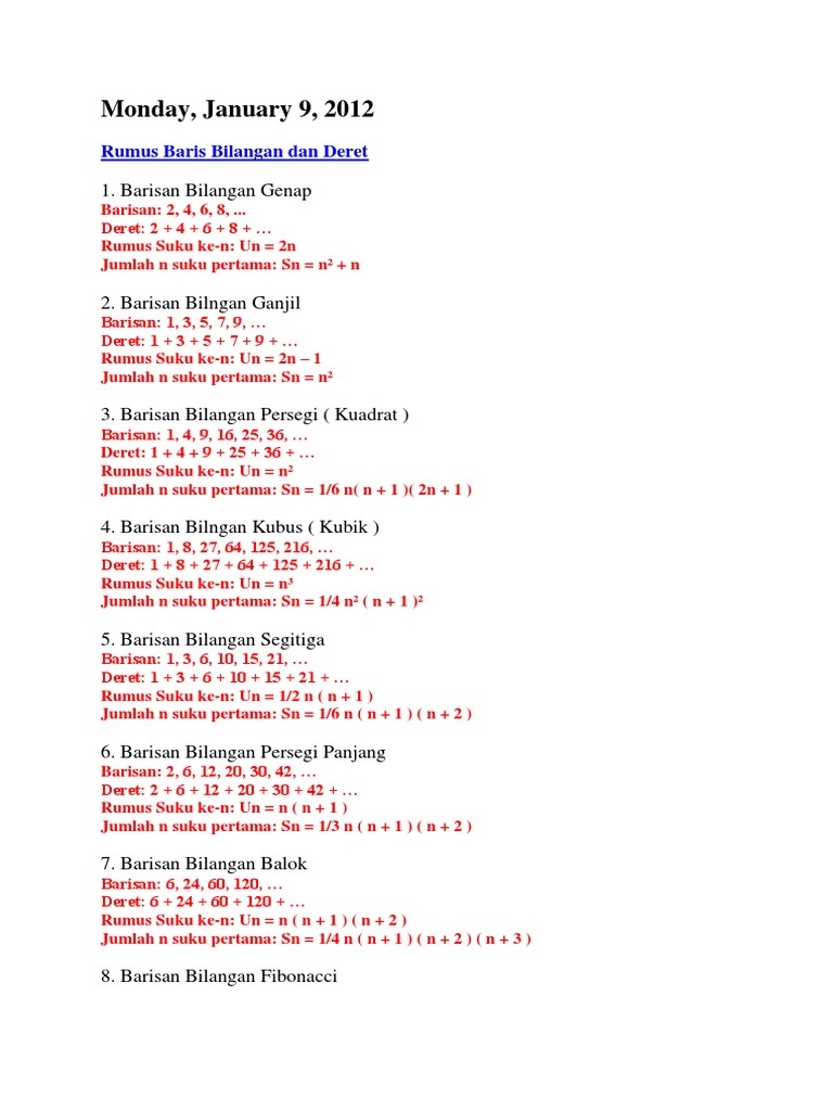 Rumus Deret Angka | PDF