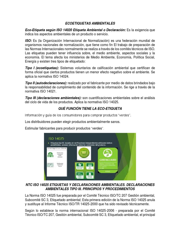 Ecoetiquetado Tipo III NTC ISO 14025 | PDF | Evaluación del ciclo de ...