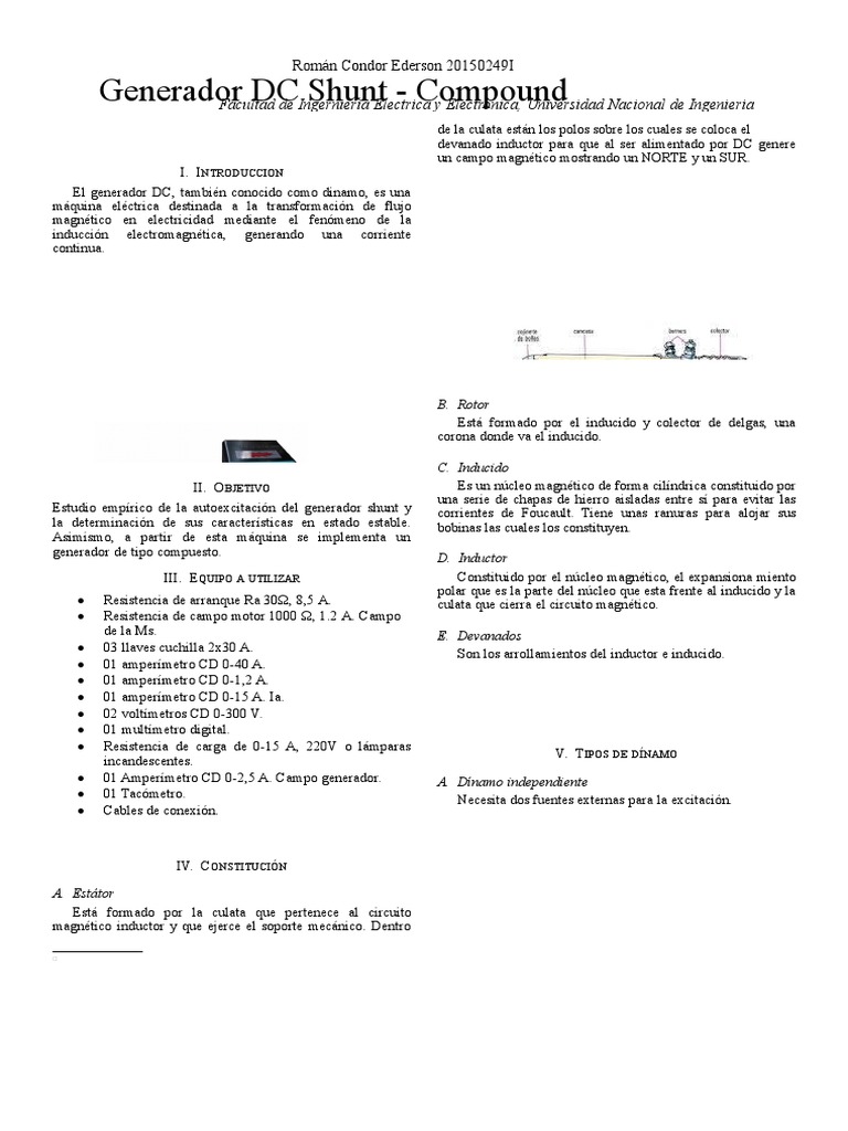Generador Shunt | PDF | Inductor | Generador eléctrico
